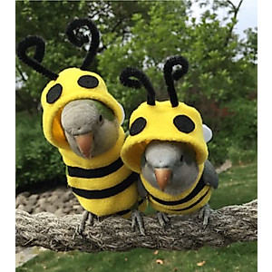 Bird Costume Bird Diaper Flight Suit Bird Bee Shape Bird Clothes Cosplay Photo Prop for Parrots Lovebird Budgie Parakeet Cockatiel Sun Conure, Small Animals Apparel (Bee Without Diaper, X-Large)