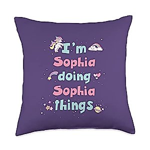 Personalized Sophia First Name Apparel & Gifts Cute Sophia Personalized First Name Girls Throw Pillow, 18x18, Multicolor