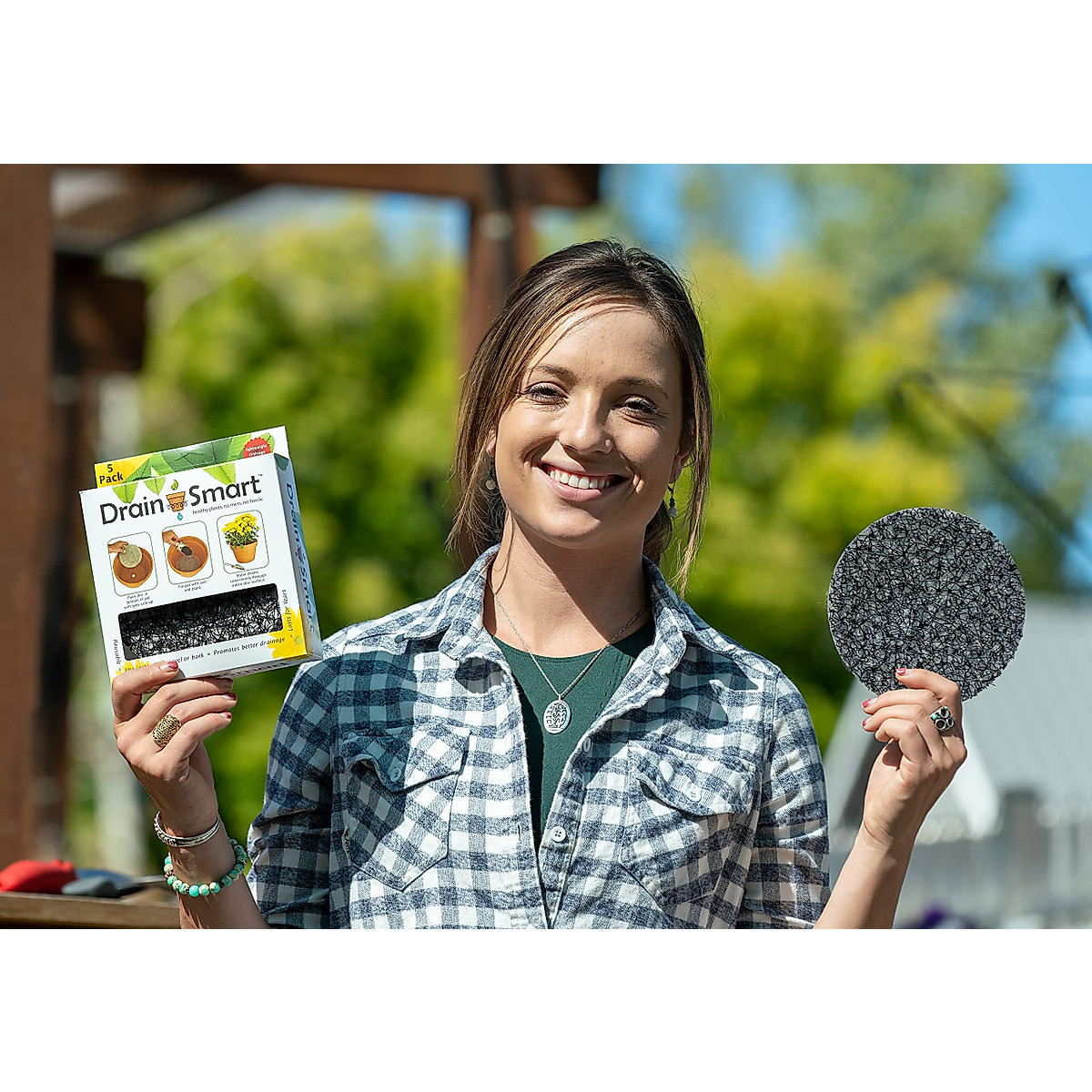 Drain Smart 9” 2-Pack 3D Mesh Drainage Discs - Perfect for Indoor/Outdoor Potted Plants | Container Gardening | Plant Pot Liner Minimize Root Rot | Made in The USA