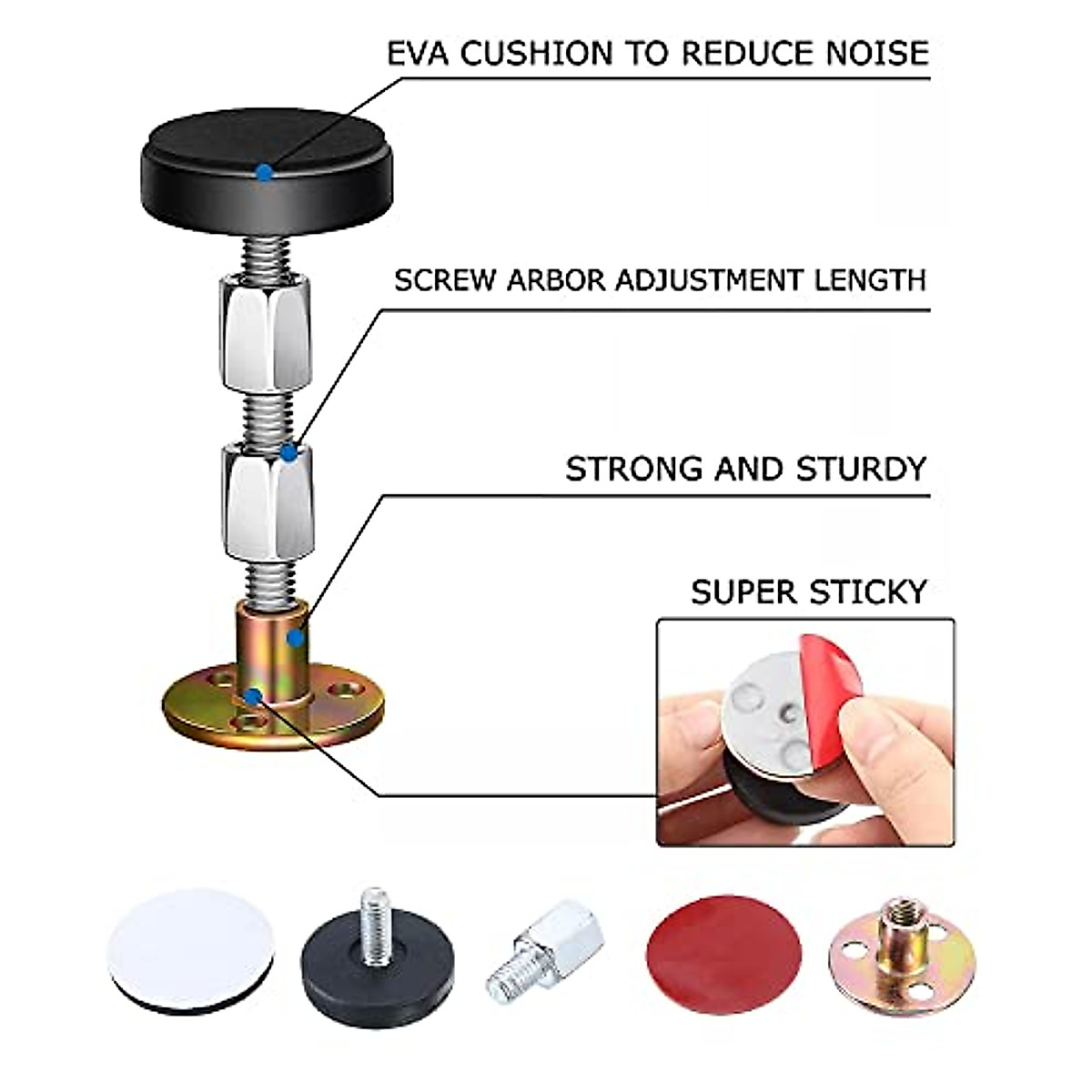 Omilife Headboard Stoppers for Wall, Bed Wall Bumper, Adjustable Threaded Bed Frame Anti-Shake Tool (2PCS)