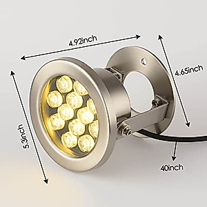 JSN&PC LED Underwater Lights 24W Warm White Color Pond Light for Party Swimming Pool Home Garden Fountain Water Rockery Grass Land