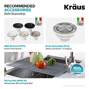 KRAUS Forteza 32-inch Undermount Single Bowl Granite Kitchen Sink in Grey, KGU-55GREY