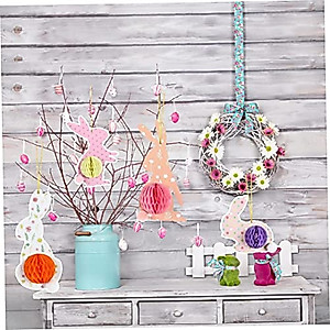 KUYYFDS Easter Decorations,Easter Decorations,Bunny Decorations for Home Rabbit with Honeycomb Paper Ball Bunny Ornament, Honeycomb Balls Party Decorations The Easter Party 4Pcs