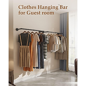 Bodato Industrial Clothing Rack 38.4'' for Wall 2 Pack, Heavy Duty Pipe Clothes Rack Wall Mounted for Hanging Clothes Garment, Closet Rod Hanging Bar for Walk-in Closet