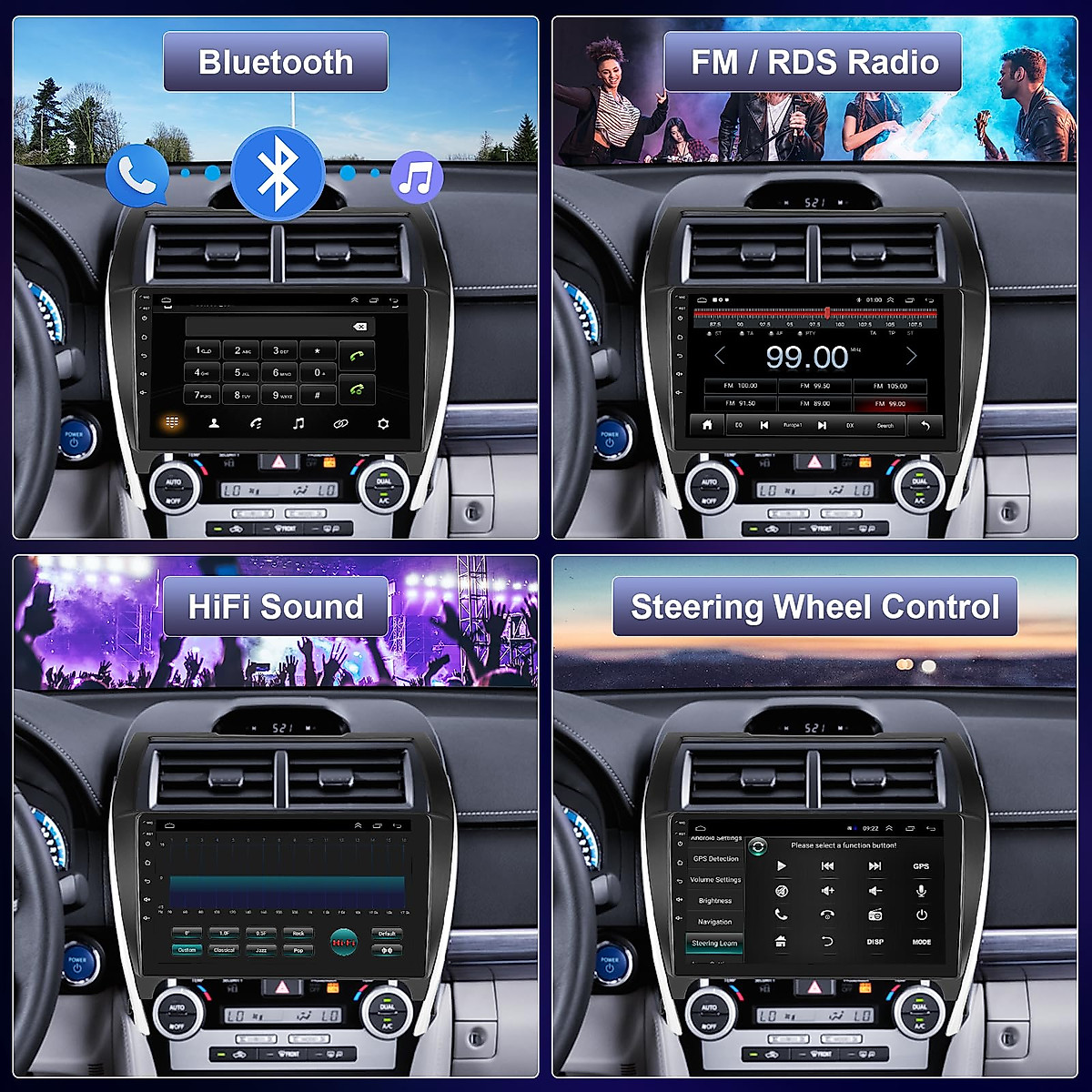 2G 64G Android Double Din Car Stereo with Apple Carplay, Rimoody 10.1 Inch Touch Screen 2 Din Car Radio with GPS Navigation Bluetooth FM HiFi WiFi Android Auto + AHD Backup Camera