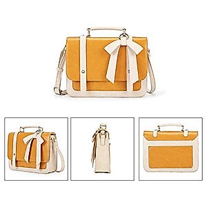 ECOSUSI Purses and Handbags for Women Crossbody Purse PU Leather Satchel Bags Over the Shoulder Purse with Detachable Bow