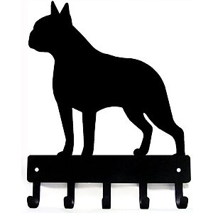 The Metal Peddler Boston Terrier Dog - Key Holder & Leash Hanger for Wall - Large 9 inch Wide - Made in USA; Gift for Dog Lovers