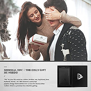 MURADIN Tactical Minimalist Wallet for Men, Slim RFID-Blocking Metal Card Holder, Front Pocket Men’s Leather Dapper Bifold Wallet with Money Clip with Keychain (Black)