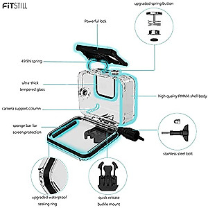 FitStill 60M Waterproof Case for Go Pro Hero 8 Black, Protective Underwater Dive Housing Shell with Bracket Accessories for Go Pro Hero8 Action Camera