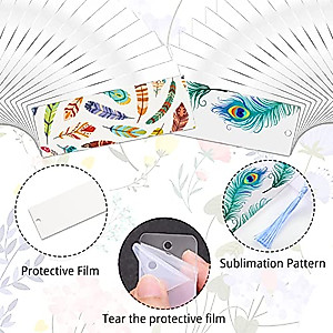 ECam 30 Pcs Acrylic Bookmark Blanks, Clear Acrylic Bookmarks with Colorful Tassel, 3 Styles Acrylic Book Markers, DIY Acrylic Bookmarks, Transparent Bookmarks, 15 Color of Tassels/ Total 30 Pcs