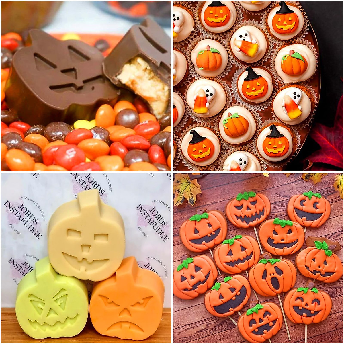 Halloween Pumpkin Candy Gummy Molds Silicone, 60 Cavity Non-Stick Pumpkin Silicone Molds for DIY Gummies, Candy, Chocolate, Jelly, Ice Cube, Dog Treats, Halloween Decor