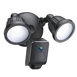 ZJX 24/7 Recording Floodlight Camera Plus, 2500 Lumens Outdoor Security Cam with IP65 Weatherproof, Motion Detection and Motion-Activated (Black)