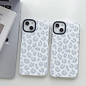 White Leopard Light Gray Soft Phone Case for Apple iPhone 14 Plus 6.7" Built-in Bumper Women Cute Stylish Cover for iPhone 14Plus - 6.7 inch