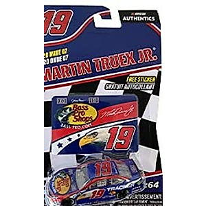 2020 Martin Truex #19 Bass USO Authentics Wave 07 Car 1:64 Scale Diecast with Collector Card Insert Measures 3" Long x 1 " Wide x 1" Tall