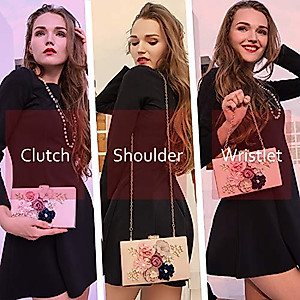 Milisente Evening Bag for Women, Flower Wedding Evening Clutch Purse Bride Floral Clutch Bag (Light Pink)