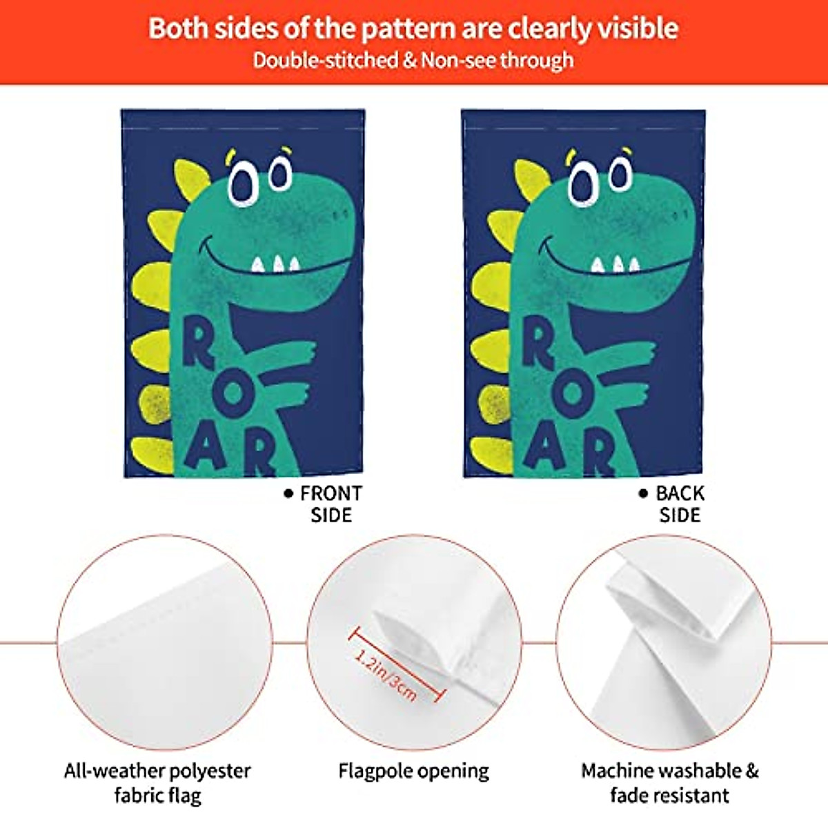 Garden Flags Dino Little Cute Animal Green Yellow Tyrannosaurus Dinosaur Premium Yard Flag Holiday Party Flag Outdoor Farmhouse Decor Home Porch Flags 12 x 18 Inch