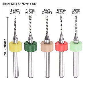 uxcell Micro PCB Drill Bit Set, 1/8" Shank 0.3mm-1.2mm Solid Tungsten Carbide CNC Engraving Print Circuit Board Drill Bits Rotary Tool 10pcs