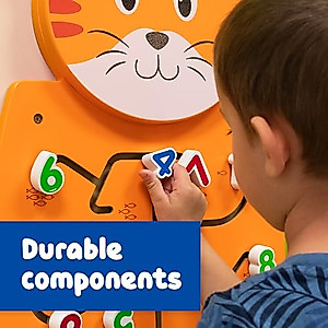SPARK & WOW Cat Activity Wall Panel - Ages 18m+ - Montessori Sensory Wall Toy - Number Matching Activity - Busy Board - Toddler Room Décor