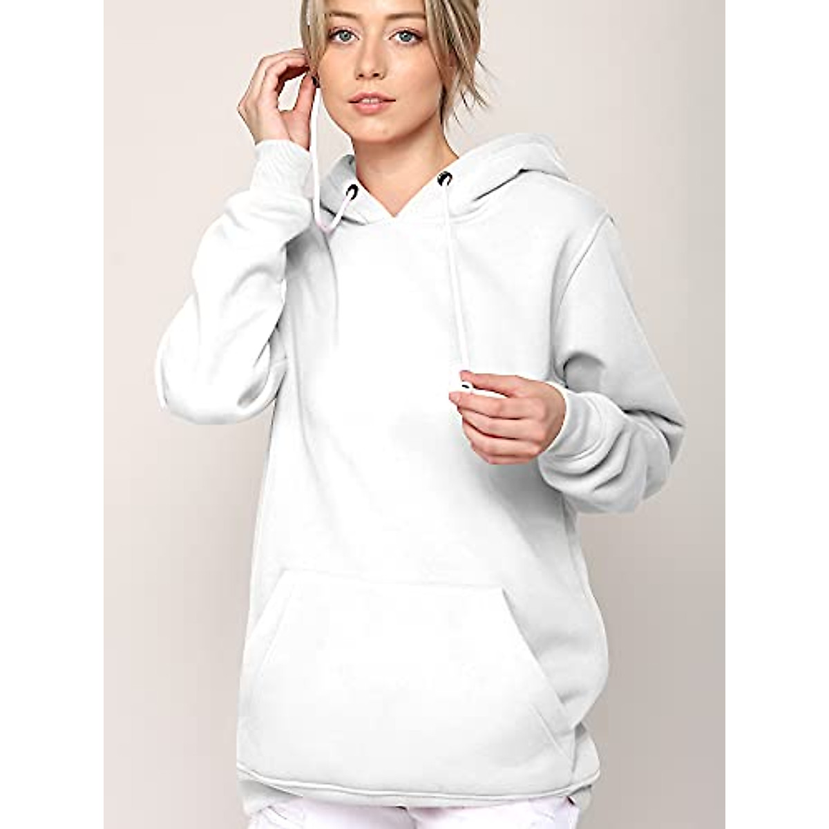 Made By Johnny WSK2375 Hoodie Hoody with Airpods Strap Anti-Lost Leash String - Compatible with Airpods Pro/2/1 M White