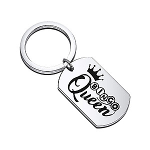 Gzrlyf Bingo Keychain Bingo Queen Bingo King Bingo Lovers Gifts Funny Bingo Gifts for Bingo Players (Bingo Queen)