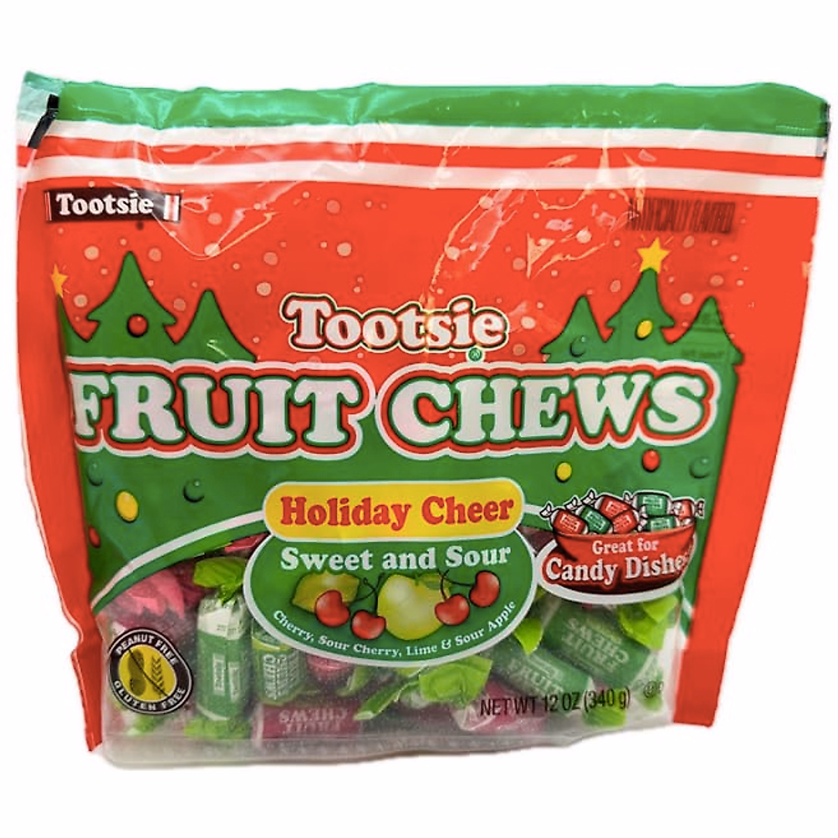 Christmas Roll Holiday 4 Pack - Candy Cane Pops 9.6 oz, Fruit Chews Holiday Cheer "Sweet and Sour" 12 oz, and Snowballs 3.5 (2). Bonus Angry Goat Goods fridge decoration included.