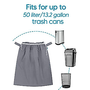 Teamoy 2 Pack Pail Liner for Cloth Diapers, Reusable Diaper Pail Bag with Elastic Band and Drawstring, Fits for 13.2 Gallon Trash Can and Diaper Pails, Gray Chevron+Slate