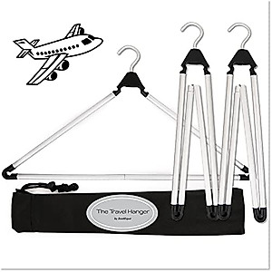Boottique Travel Hanger, Car Hanger, Clothes Hanger- Foldable Hanger, Folding Hanger, Collapsible Hanger, Portable Hanger (Matte Silver & Black) (Set of 3)