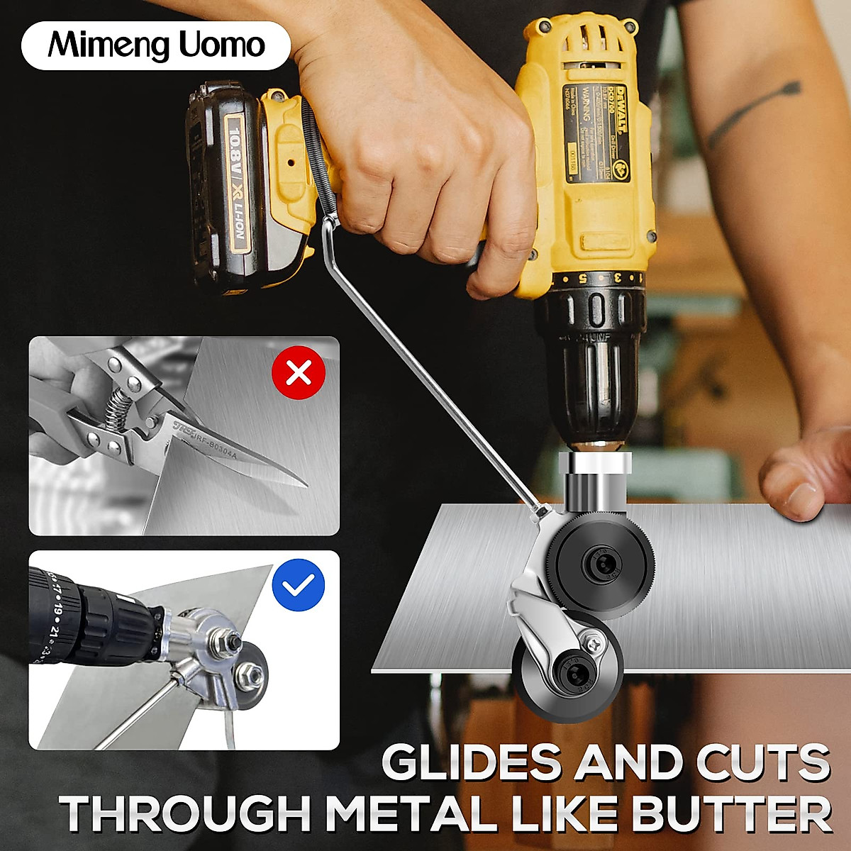 Electric Drill Shears Attachment Plate Sheet Cutter Nibbler for Cutting Aluminium, Iron, Stainless Steel, Copper, or Other Metal Sheets, Tin Cutters for Drill, Saving Accessory Retrofit Cutter
