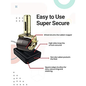 SlipToGrip Bed and Furniture Stopper - Bed Frame Wheel Stoppers - Bed Wheel Stopper - Caster Wheel Stoppers - Furniture Wheel Stoppers Fit All Wheels of Furniture, Sofa, Bed, Chairs (4, Black)