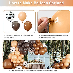 128 Pcs Cow Print Balloon Arch Kit, Brown Nude Tan Apricot Cow Balloon Arch Garland Kit Different Sizes, Latex Balloons Garland Kit for Farm Party Cowboy Party Dcorations Baby Shower Birthday Party