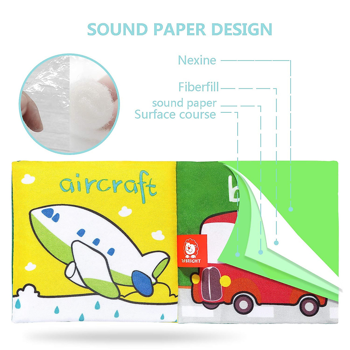 TOP BRIGHT Soft Cloth Books for Babies First Year, Baby Toys 6 to 12 Months Girls and Boys, Crinkly Cloth Book Bath Toys(Pack of 6)