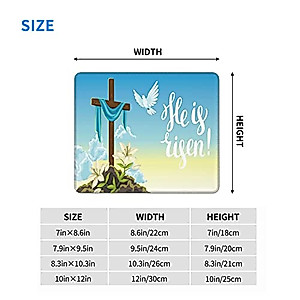He is Risen Happy Easter Christian Cross Lily Religious Water Resistant Mouse Pad with Stitched Edge Computer Mouse Mat with Anti-Slip Rubber Base for Office Laptop Gaming Working 10 X 12 in