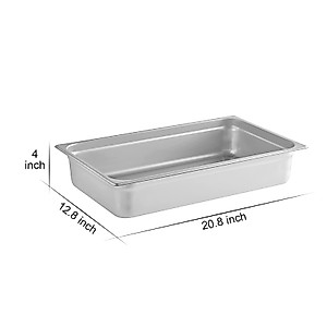 BotaBay Upgrade Set of 4 Hotel Pan Full Size Stainless Stee Table Pan Full Size 4-In Deep Steam Pan & Stainless Steel Steam Table Pan for Hotels Food Steam Table Pan (20x12x4in)