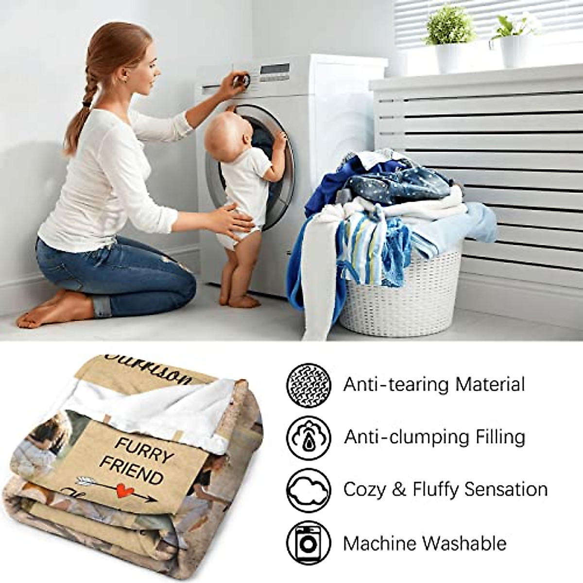 InterestPrint Custom Dog Photo Blanket - Personalized Picture Blankets for Pets Dog Lovers - Customized Gifts Using My Own Photos Throws 60" x 80"