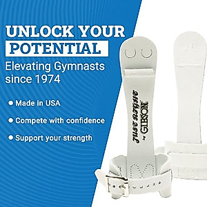 Gibson Athletic Single Buckle Just Right Uneven Bar Grips, Gymnastics, Girls, White, GR-3710B, Medium