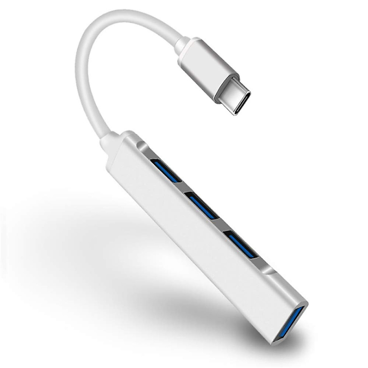 USB C to USB Hub 4 Ports Adapter Expander with USB 3.0, 3 USB 2.0 Ports - Support OTG Function - Portable Aluminum Laptop Accessories for MacBook Pro/Air, iPad Pro/Air 4, Chromebook (Silver)