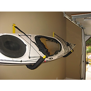 Suspenz Kayak Storage Rack, Big EZ Padded Wall Hangers/Hooks for Kayaks and Canoes, Indoor & Outdoor Wall Mounts, Powder-coated Steel with Foam Pads & Safety Straps, Holds up to 150 lbs (12-2499)