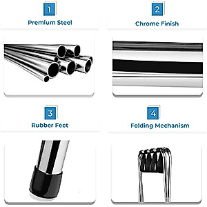 USTECH X-Shape Single Tier Foldable Luggage Rack with Nylon Straps & Rubber Feet for Added Stability | Metal Stand or Temporary Shoe Rack for Guest Room Storage | Perfect for Small Spaces