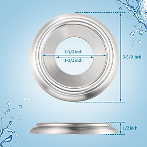 Enhon 2 Pack Metal Tub Spout Cover Ring, Bathroom Faucet Remodeling Wall Plate with Foam Gasket, 1-1/2 Inch ID and 3-5/8 Inch OD (Brushed Nickel)
