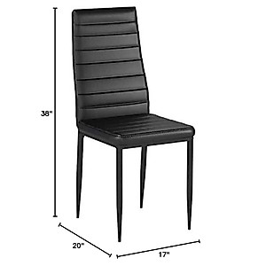 IDS Online Dining Side Chair with Foot Pad Black Modern Style PU Leather