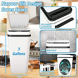 jinligogo 2Pack Bathroom Small Trash Can with Lid Touchless Automatic Garbage Can, 2.2 Gallon Slim Waterproof Motion Sensor Smart Trash Bin for Bedroom, Office, Living Room (Grey)