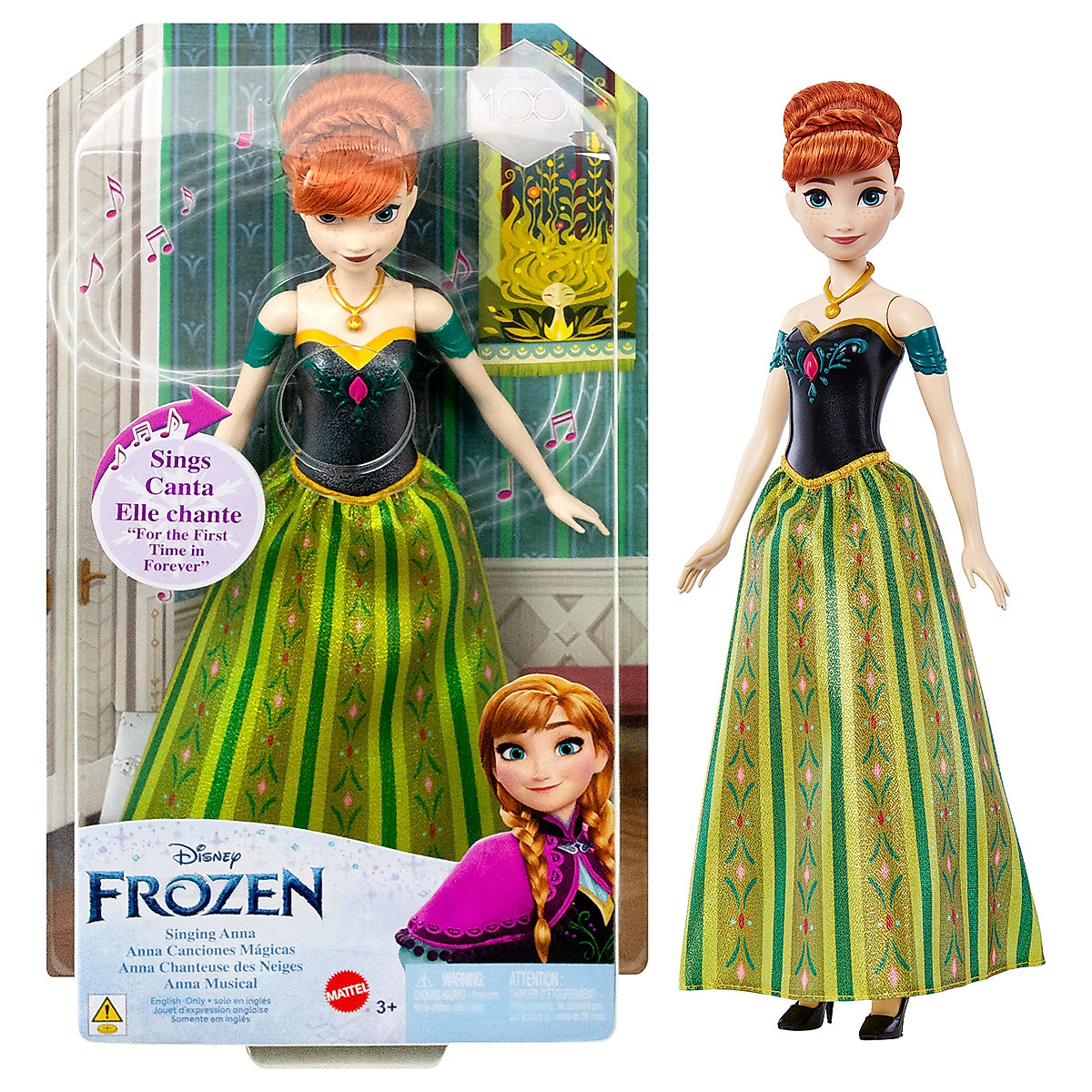 Mattel Disney Frozen Toys, Singing Anna Doll with Signature Clothing, Sings “For the First Time in Forever” from the Movie Frozen