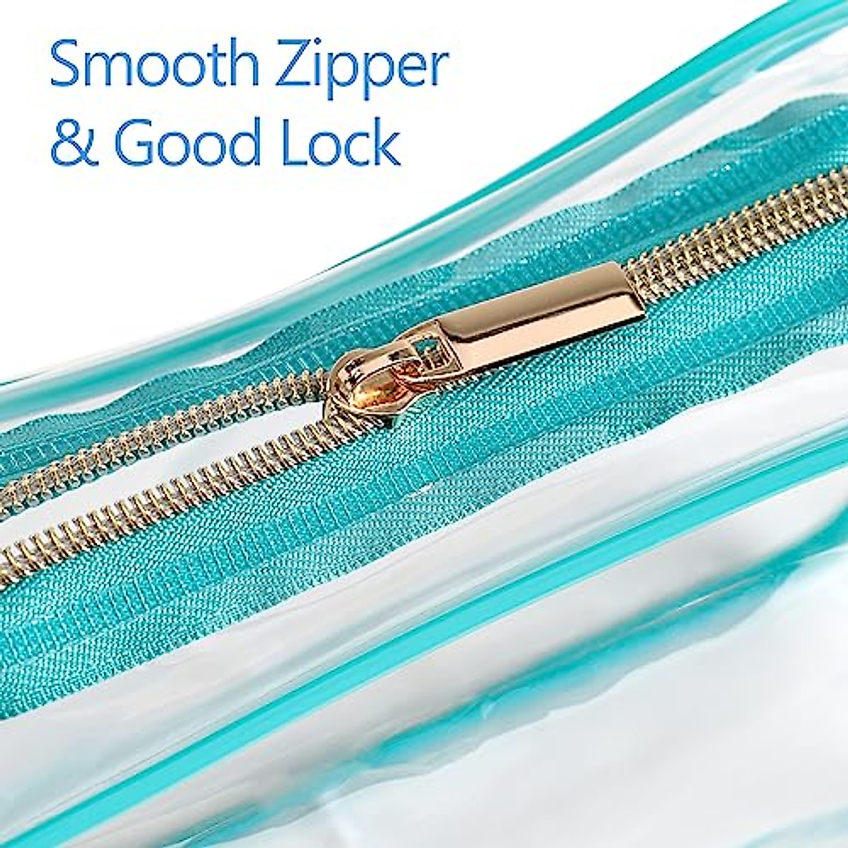 PACKISM Clear Makeup Bags, 3 Pack TSA Approved Toiletry Bags Clear Toiletry Bags for Traveling, Clear Cosmetic Bags Airport Carry on Clear Compliant Bag, Green