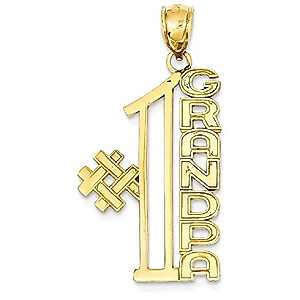 IceCarats 14K Yellow Gold Best Grandpa Necklace Charm Pendant Only