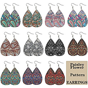 Picheng Paisley Flower Faux Leather Sheets: Paisley Cashew Flower Faux Leather Rolls 13.8"X53"(35cmX135cm) PU Solid Faux Leather Sheet for Making Crafts, Sewing DIY Projects (Paisley Flower-F)