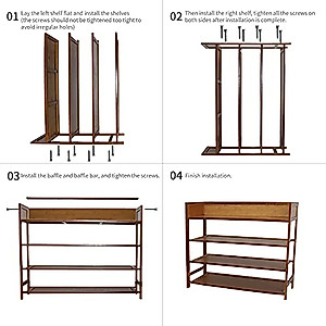 Suwoic Bamboo Shoe Rack Organizer, 4 Tier Shoe Shelf Storage Organizer, for Entryway, Hallway, and Closet (Brown-31.5)