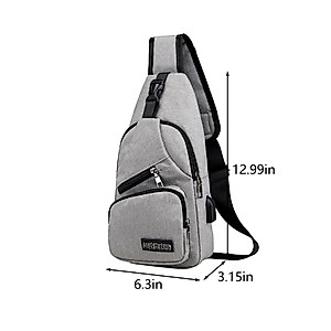 mtvxesu Str𝘢p B𝘢g Crossb𝘰dy Backpack With USB Hole With Headphone Hole Str𝘢p Backpack Hiking Backpack Multipurpose Crossb𝘰dy Ch𝘦st Bag (Gray)