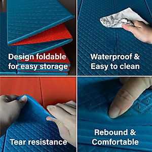 Foldable Yoga Mat-1/4 Inch Thick - Easy to Storage Travel Yoga Mat Foldable Lightweight for Fitness - Anti Slip Folding Exercise Mat for Yoga, Pilates, Home Workout & Floor Exercis