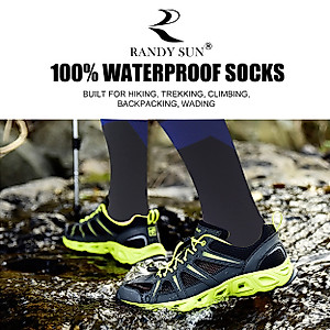 RANDY SUN Waterproof Socks for Men, Unisex Knee High Military Socks Neoprene Socks for Women Hiking Kayaking Wading Socks Unisex Black&Blue&Gray, Large