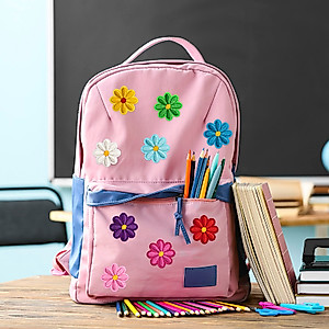 PAGOW 24 Pcs Flower Iron on Patches, Cute Daisy Flower Applique Patch, Sew On Embroidered Applique Sewing Patches for Bags, Jackets, Jeans, Clothes DIY Patches, 1.57x1.57inch (W*H), 12 Colors